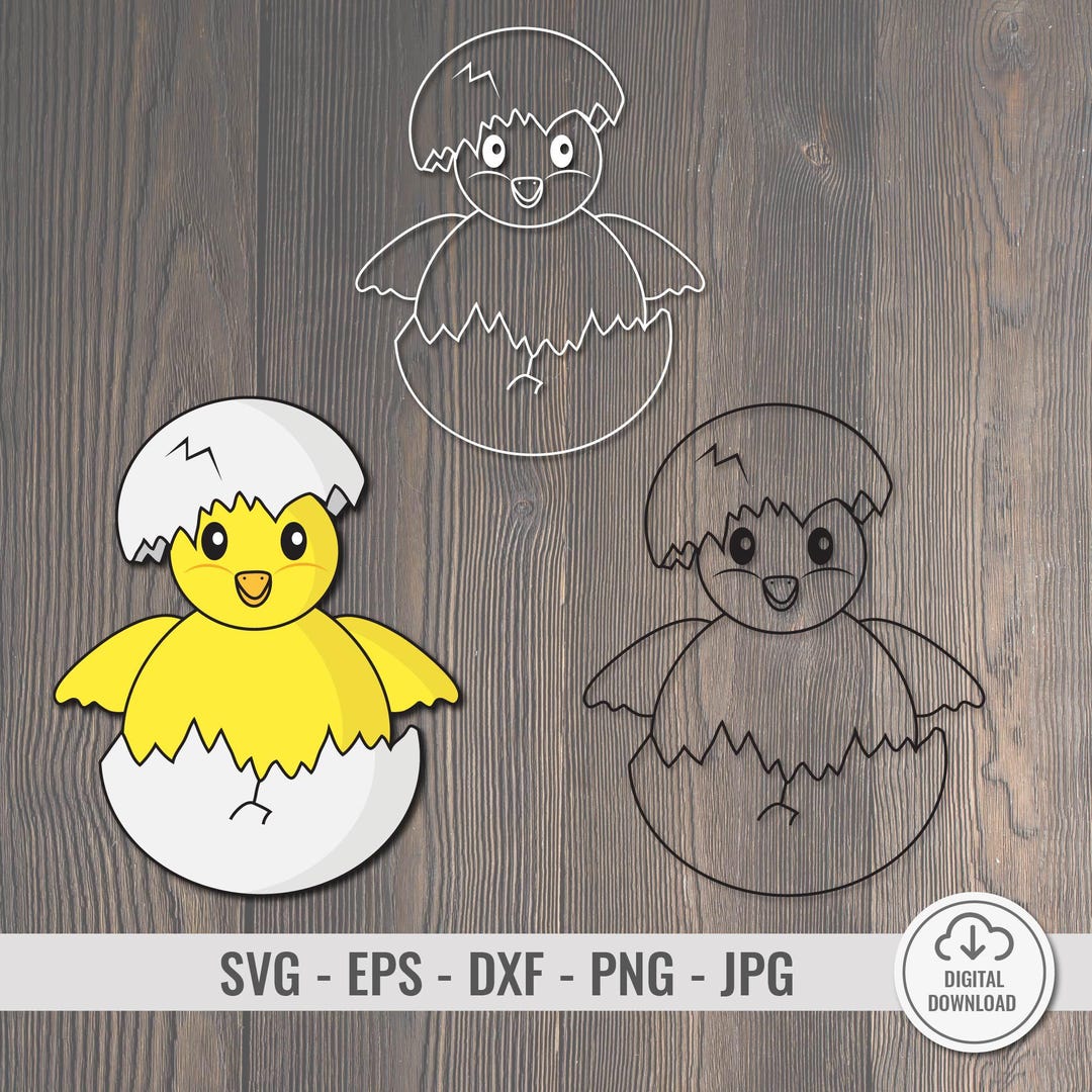 Chick in Egg Shell SVG Silhouette – Easter Cut File, Perfect for Laser, Vinyl, Cricut ...