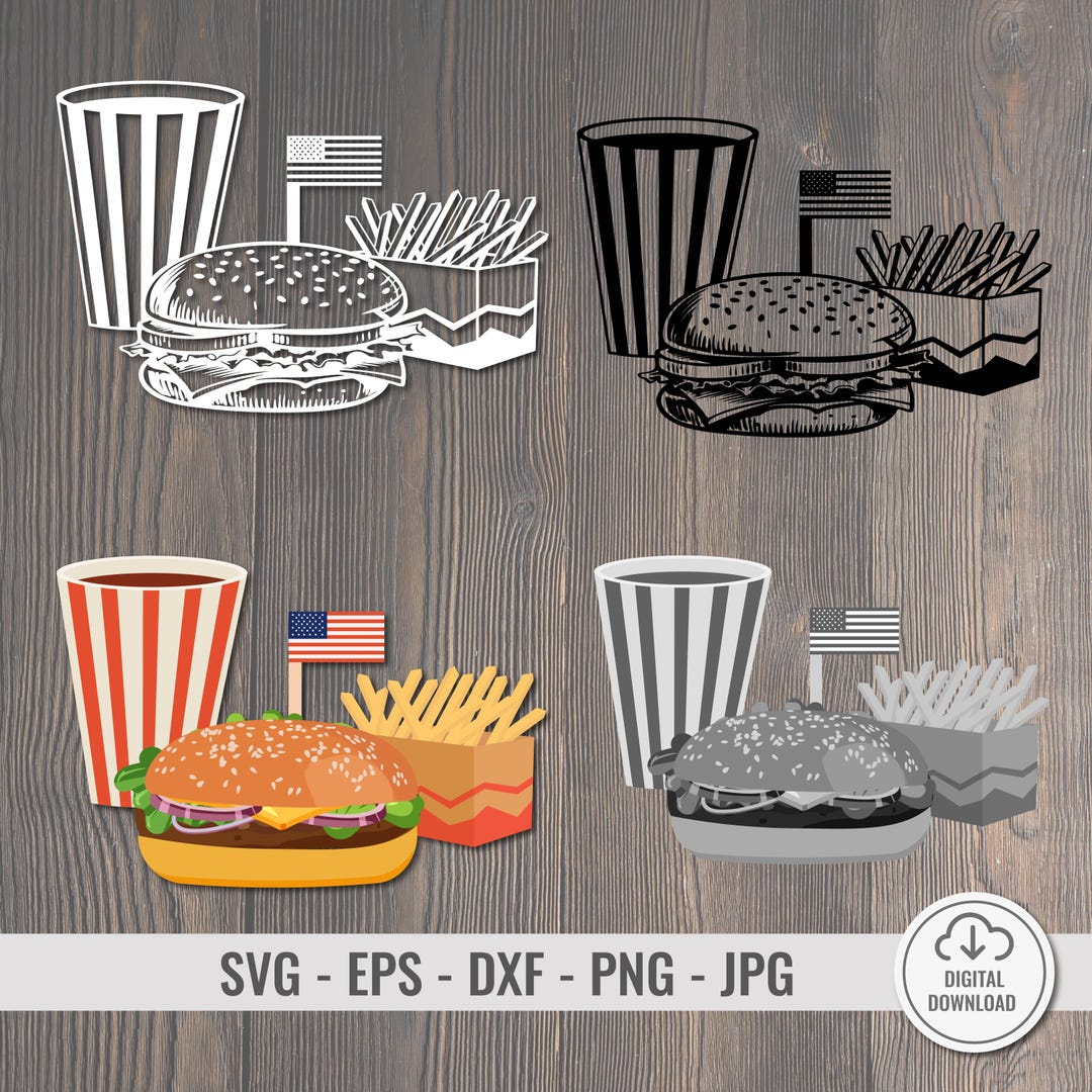 All-american Fast Food SVG Bundle for Crafters - Burgers, Fries, and ...