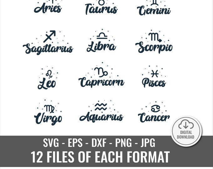 Zodiac Signs SVG Bundle, Constellation Signs Svg, Astrology, Horoscope ...