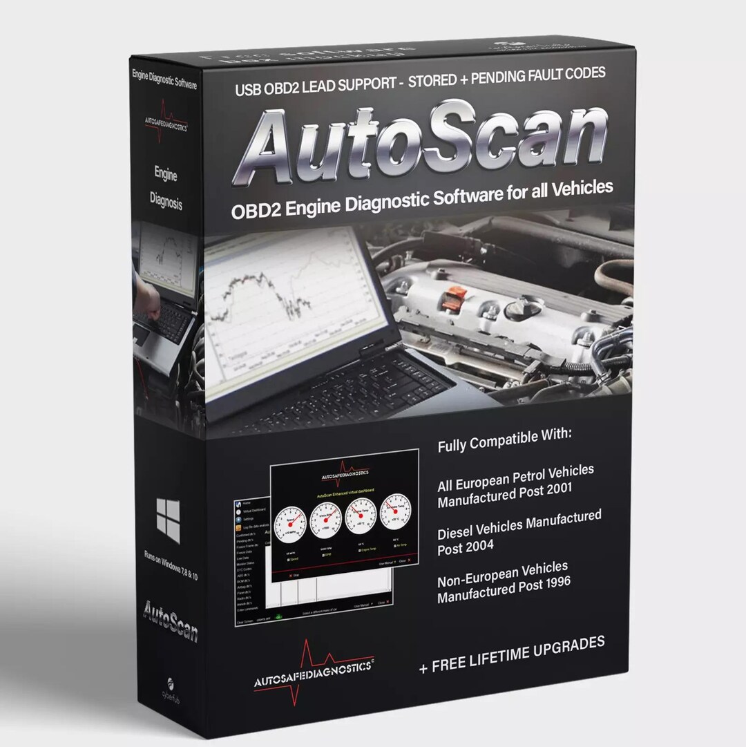 Autoscan Standard OBD2 EOBD Engine Diagnostic Software 4 All Vehicles ...