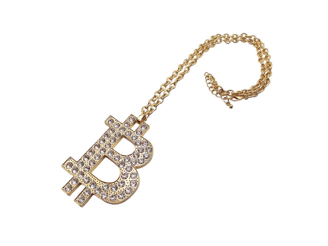 Bitcoin CZ Stones Pendant With Chain (costume Jewelry) - Etsy