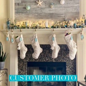 Personalized Beach Theme Stocking Name Tags // Coastal Christmas ...