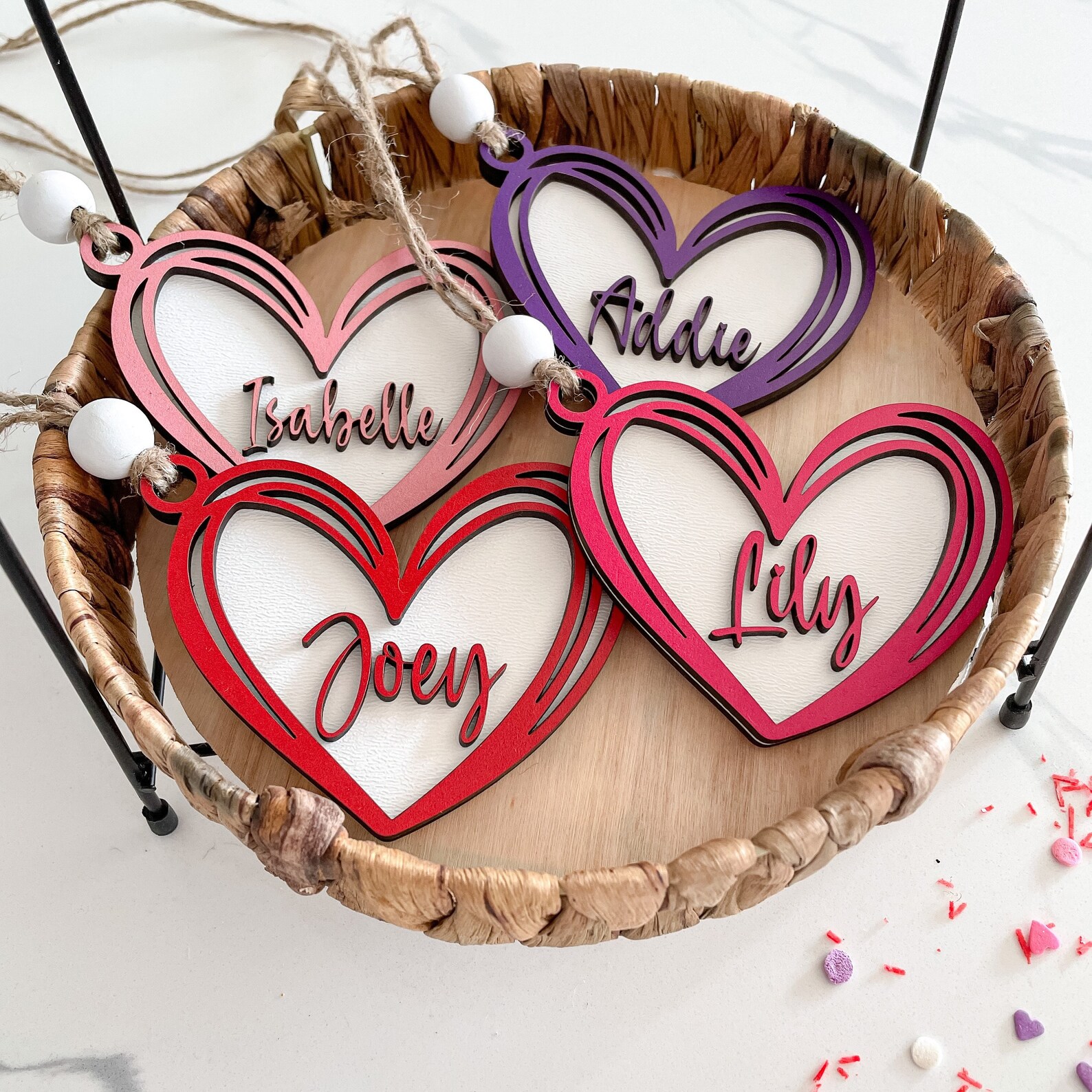 Personalized Valentines Day Name Tags // Heart Shaped // Valentine’s ...