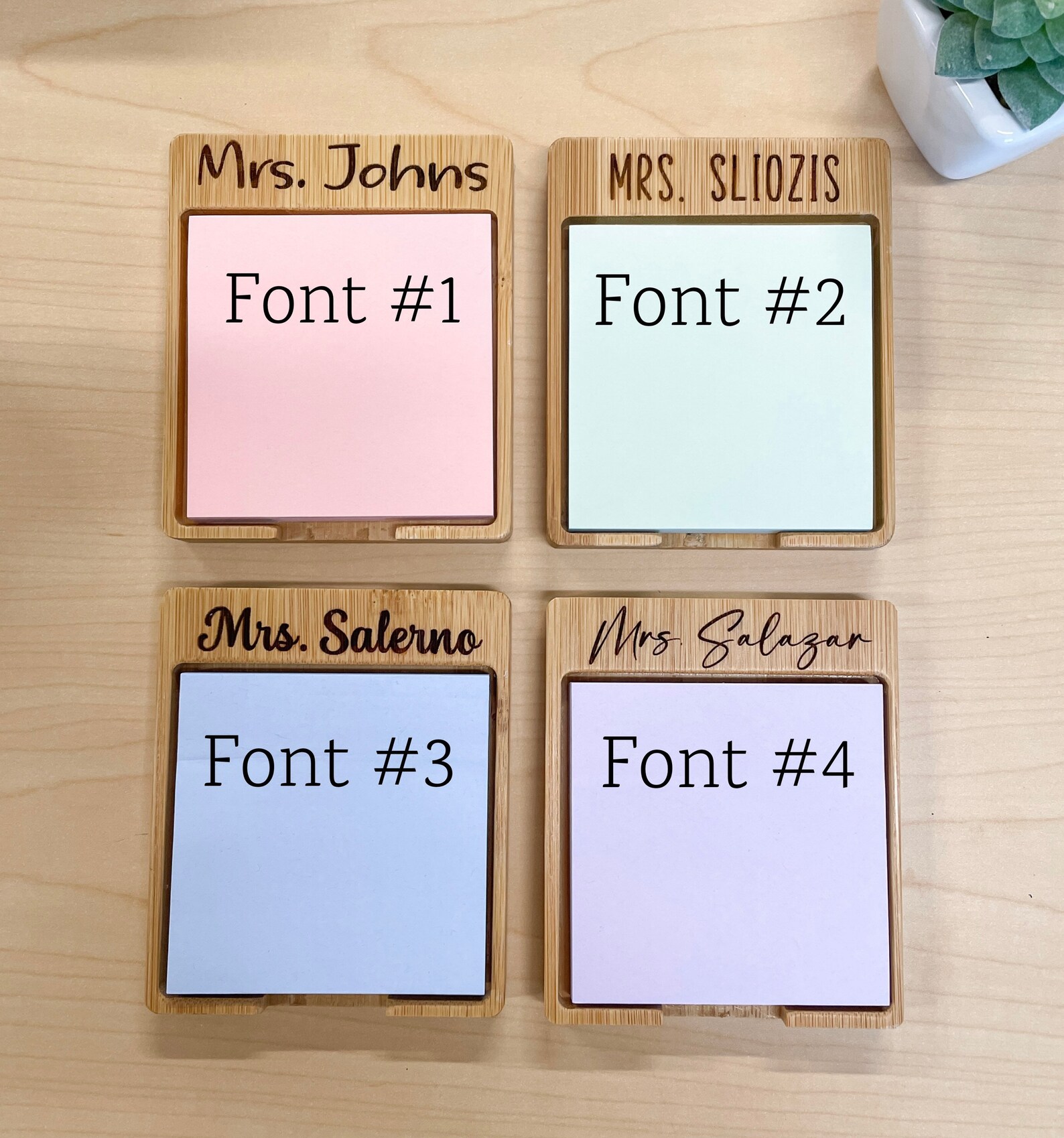 Personalized Engraved Teacher Sticky Note Holder // Teacher - Etsy