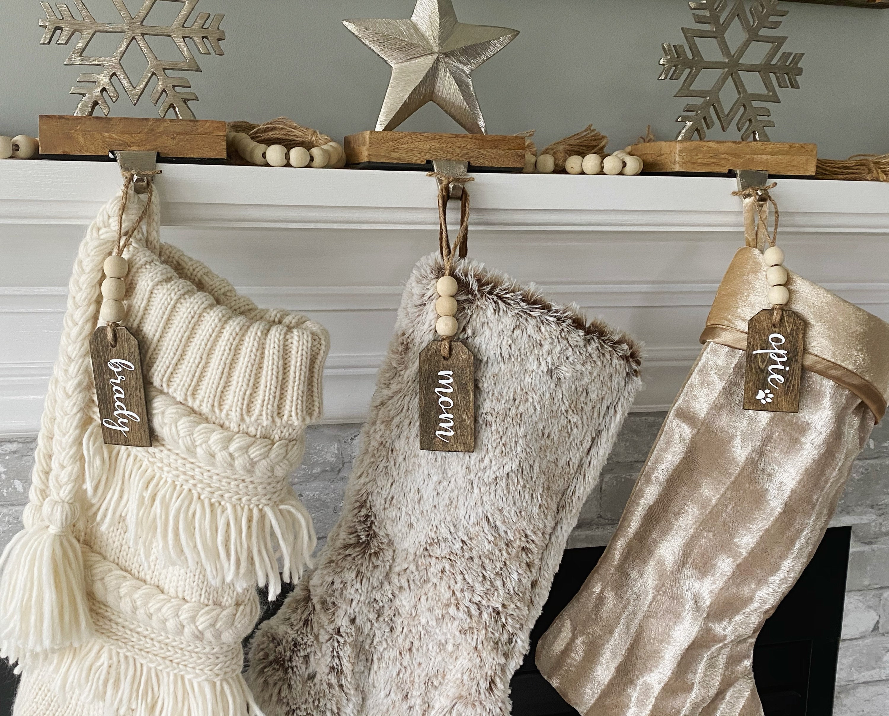 Personalized Stocking Name Tags Farmhouse Style Cursive | Etsy