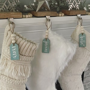 Personalized Beach Theme Stocking Name Tags // Coastal Christmas ...