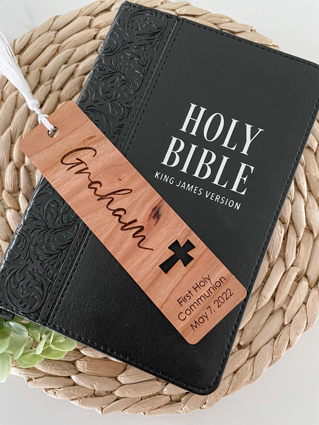 Personalized First Holy Communion Bookmark // Cherry Wood // First ...