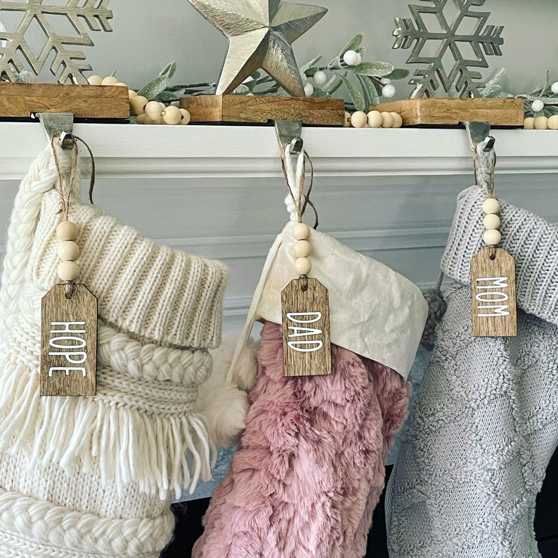Personalized Stocking Name Tags //farmhouse Style // Skinny Font ...