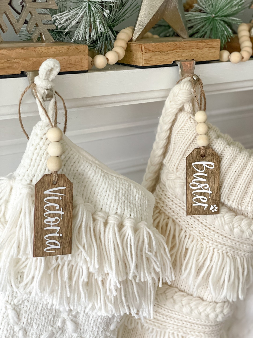 Personalized Stocking Name Tags //farmhouse Style // Rustic Gift Tag ...