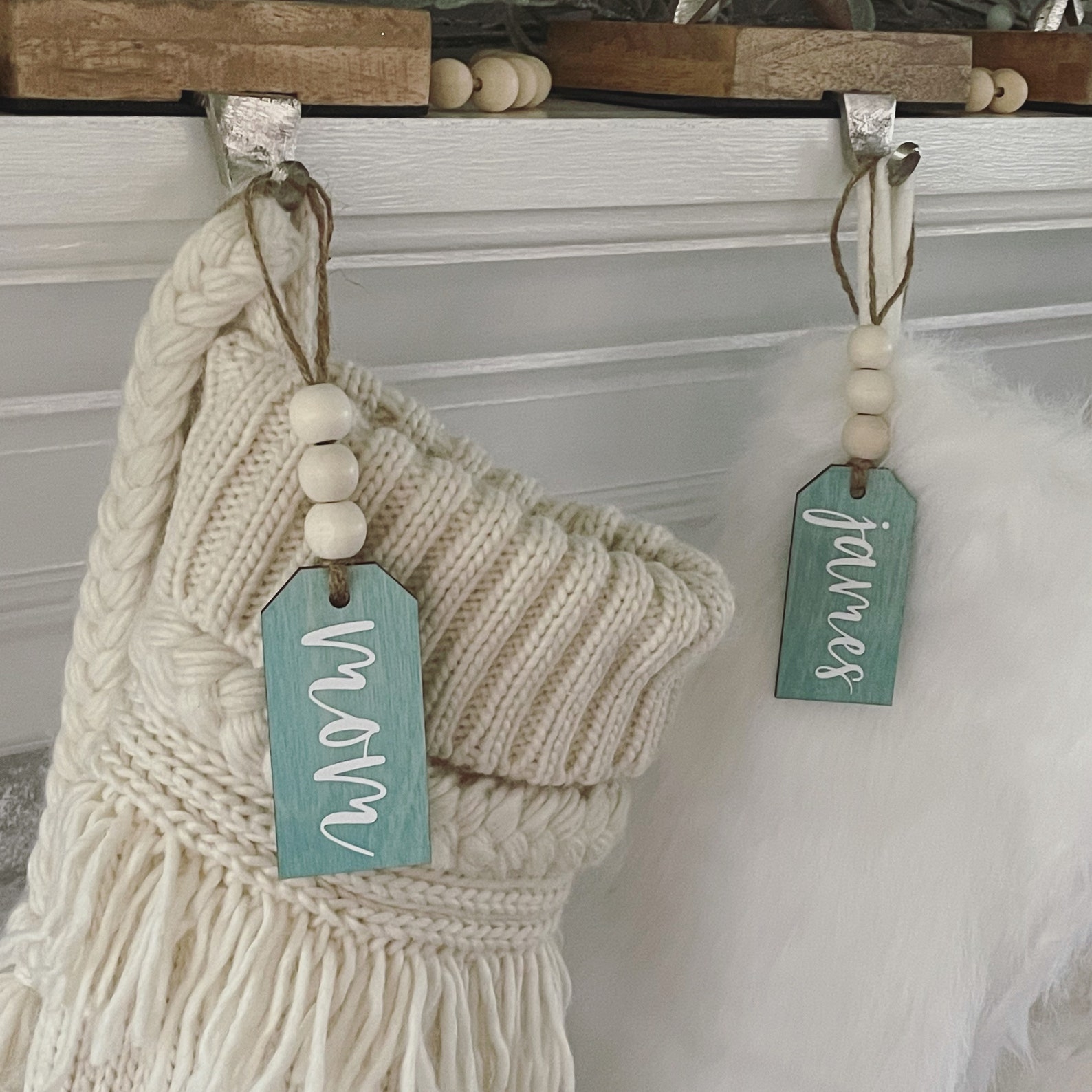 Personalized Beach Theme Stocking Name Tags // Coastal - Etsy