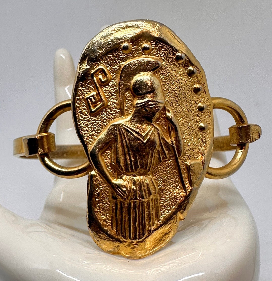 Vintage Grecian Soldier Gold Bracelet Unhooks at Side Estate Jewelry ...