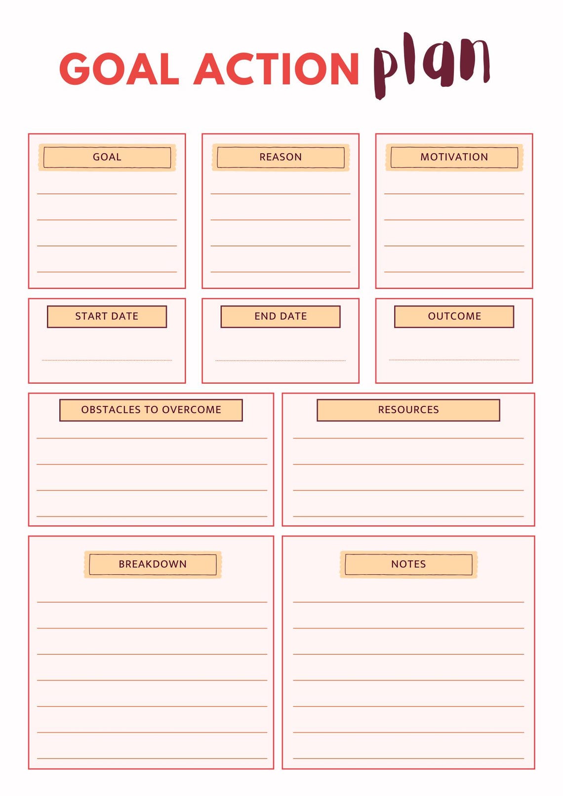 Career Plan, Career Goals, Career Change, A4/a5/letter/half Size ...