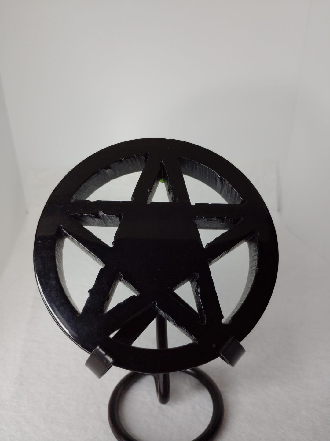 Witches Star, Pentagram, Pentacle. Black Obsidian, With Free Stand ...