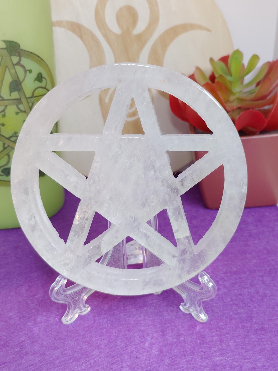 Large, High Quality, Hand Carved Clear Quartz Pentagram Altar Tool ...