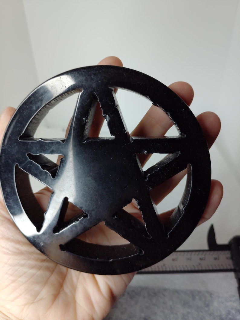 Witches Star, Pentagram, Pentacle. Black Obsidian, With Free Stand ...