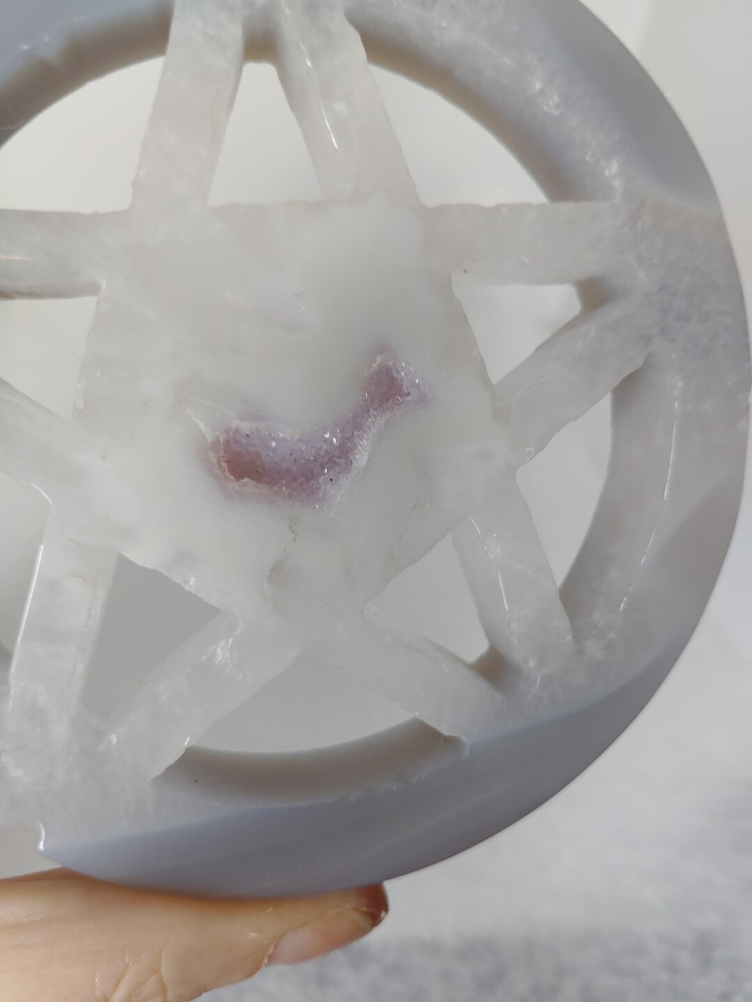Witches Star, Pentagram, Pentacle. Agate Hand Carved With Free Stand ...