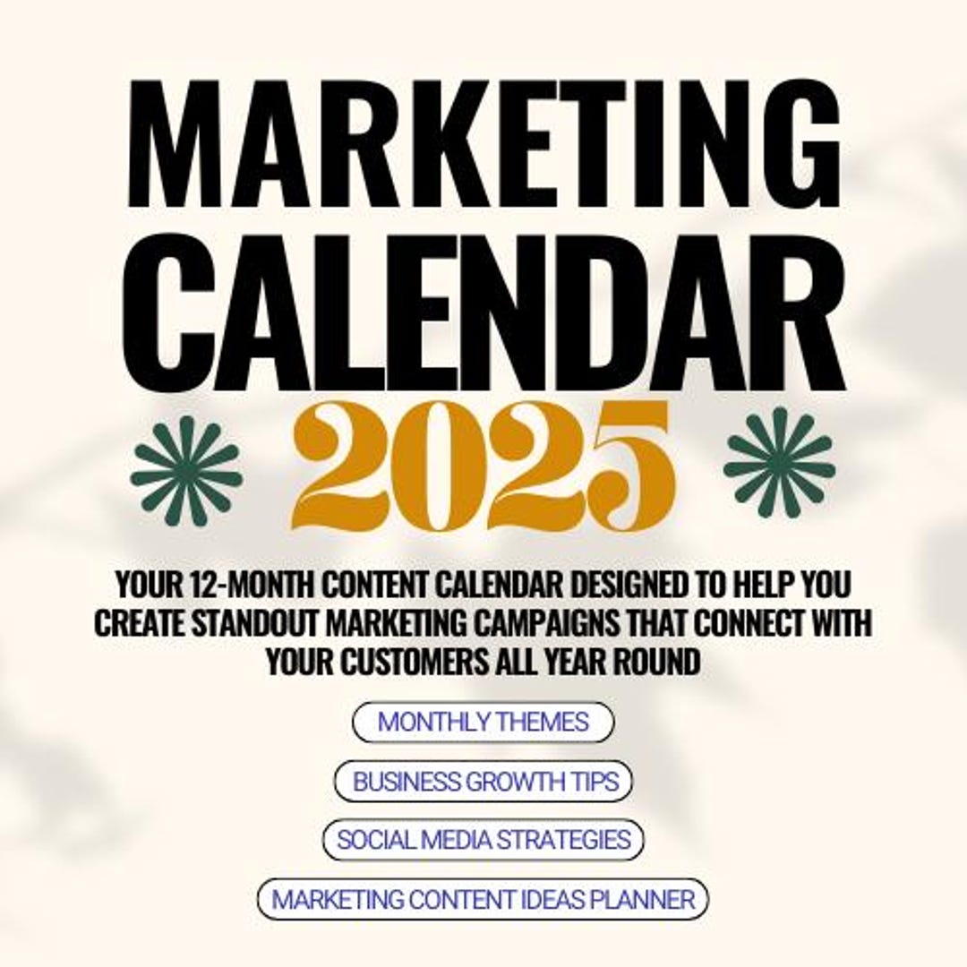 2025 Marketing Content Ideas Planner: Monthly Themes, Social Media ...