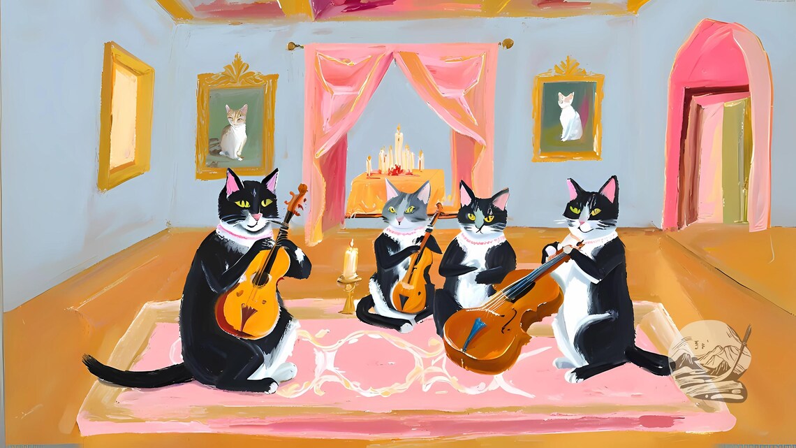 Vintage Renaissance Cats | Desktop Wallpaper Set | Ultra High 4K ...