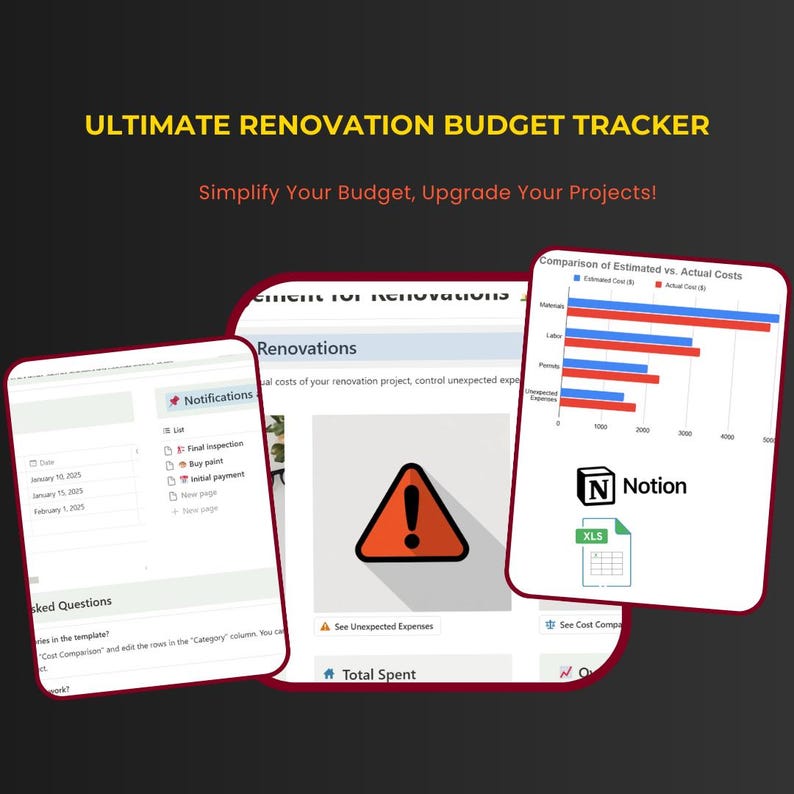 Home Renovation Budget Template | Digital Expense Tracker for Projects ...