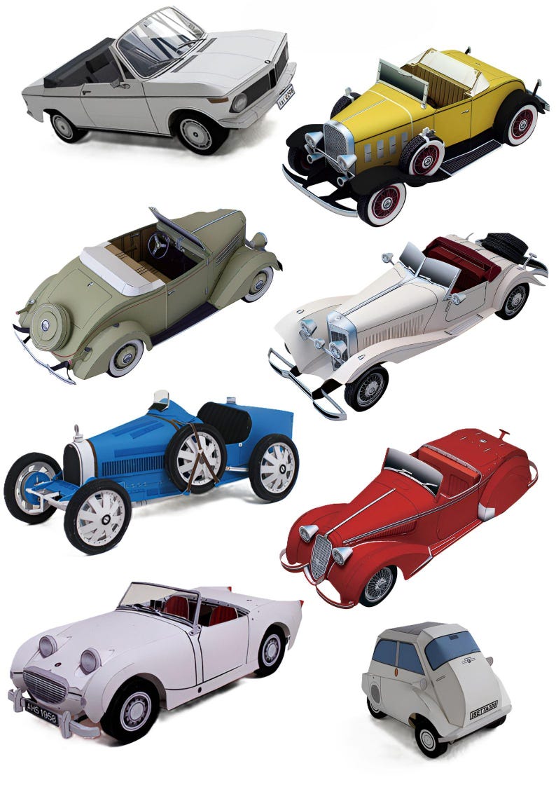 12 Paper Craft Nostalgic Cars. Printable DIY Paper Craft. Cut With ...