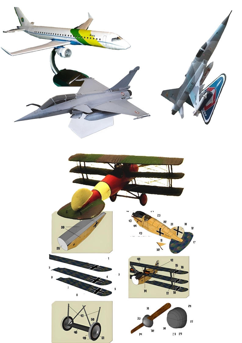 10 Paper Craft DIY Airplane Models. Print, Cut With Scissors, Glue, and ...