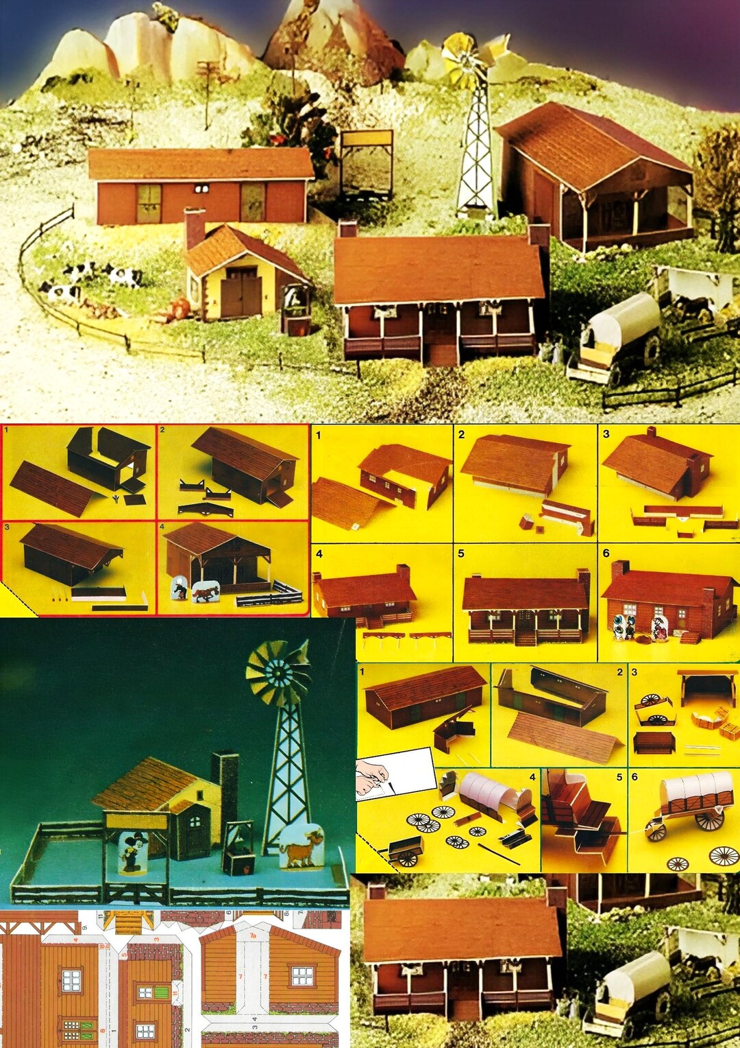 4 DIY Papercraft Towns. Cut With Scissors, Glue With Adhesive, and Own ...