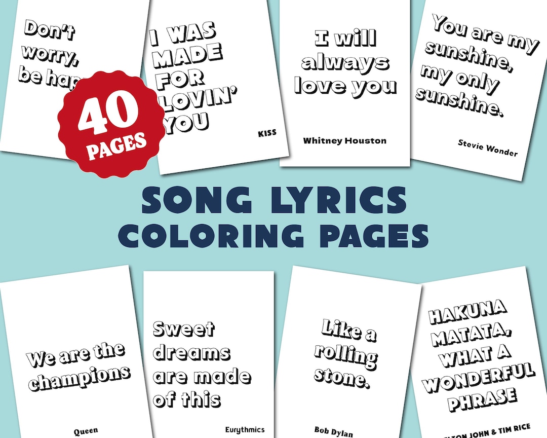 Song Lyrics Coloring Sheet, 40 Populer Song Lyrics Illustrations ...