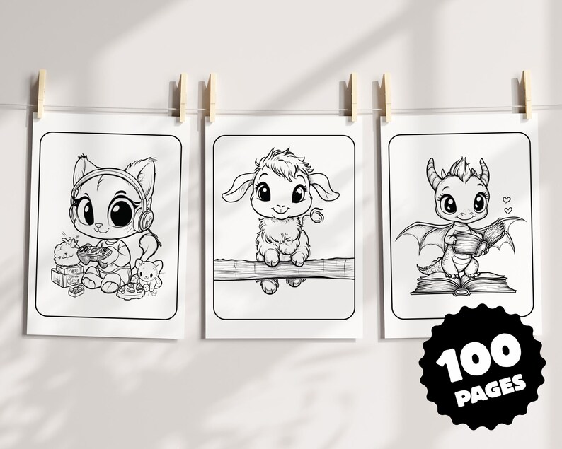 100 Kawaii Coloring Pages, Fantasy Art (digital Download) - Etsy