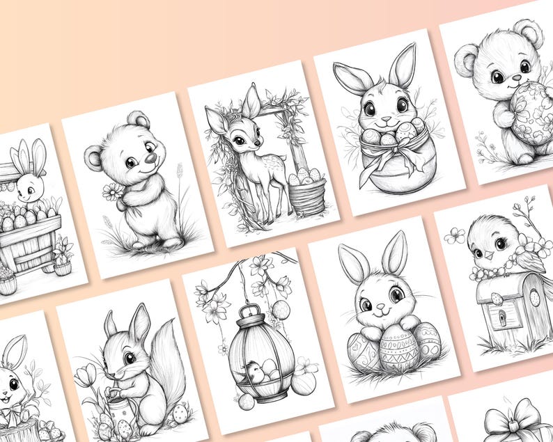 50 Cute Easter Coloring Pages | Spring Coloring Sheets | Kawaii Animal ...