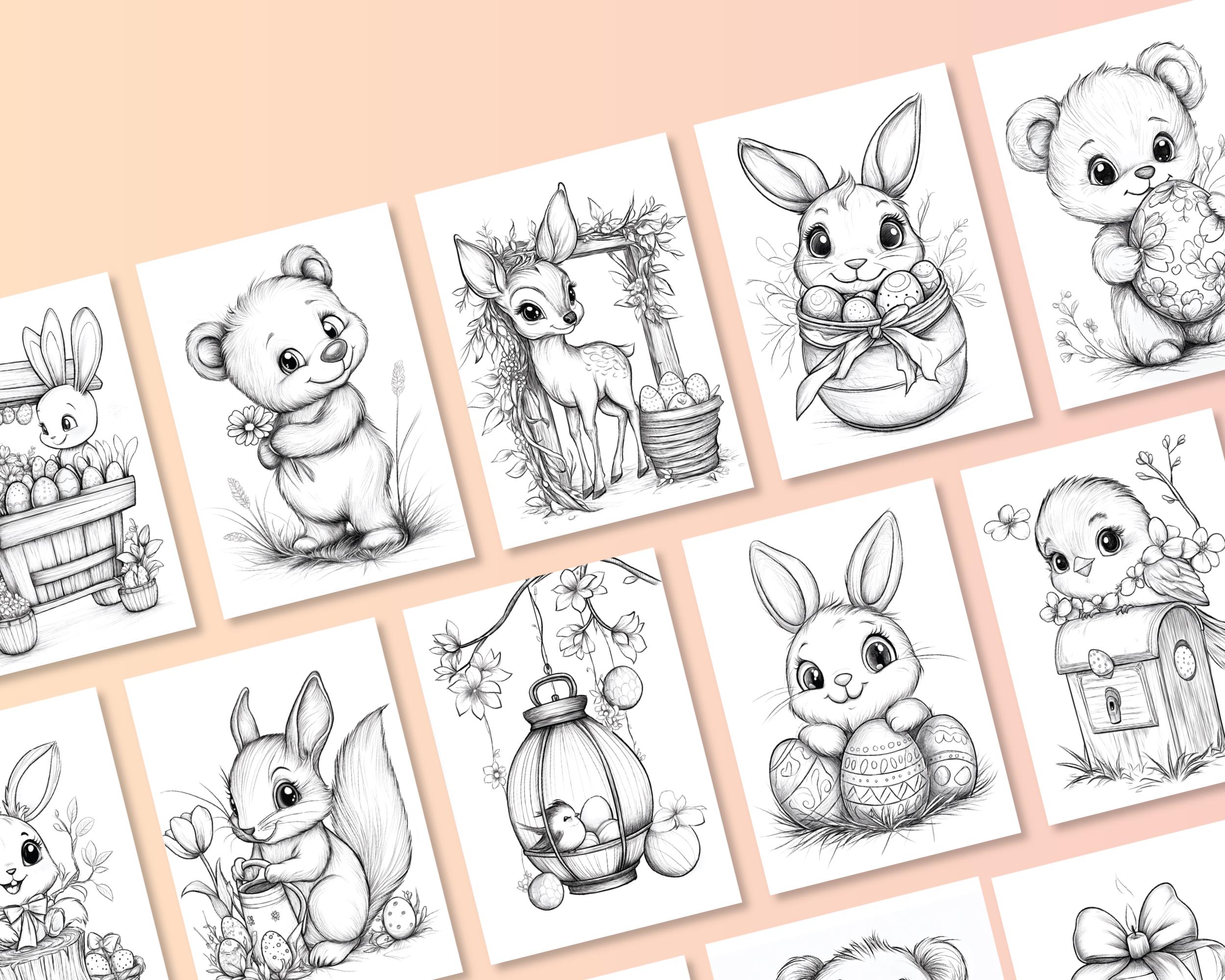 50 Cute Easter Coloring Pages | Spring Coloring Sheets | Kawaii Animal ...