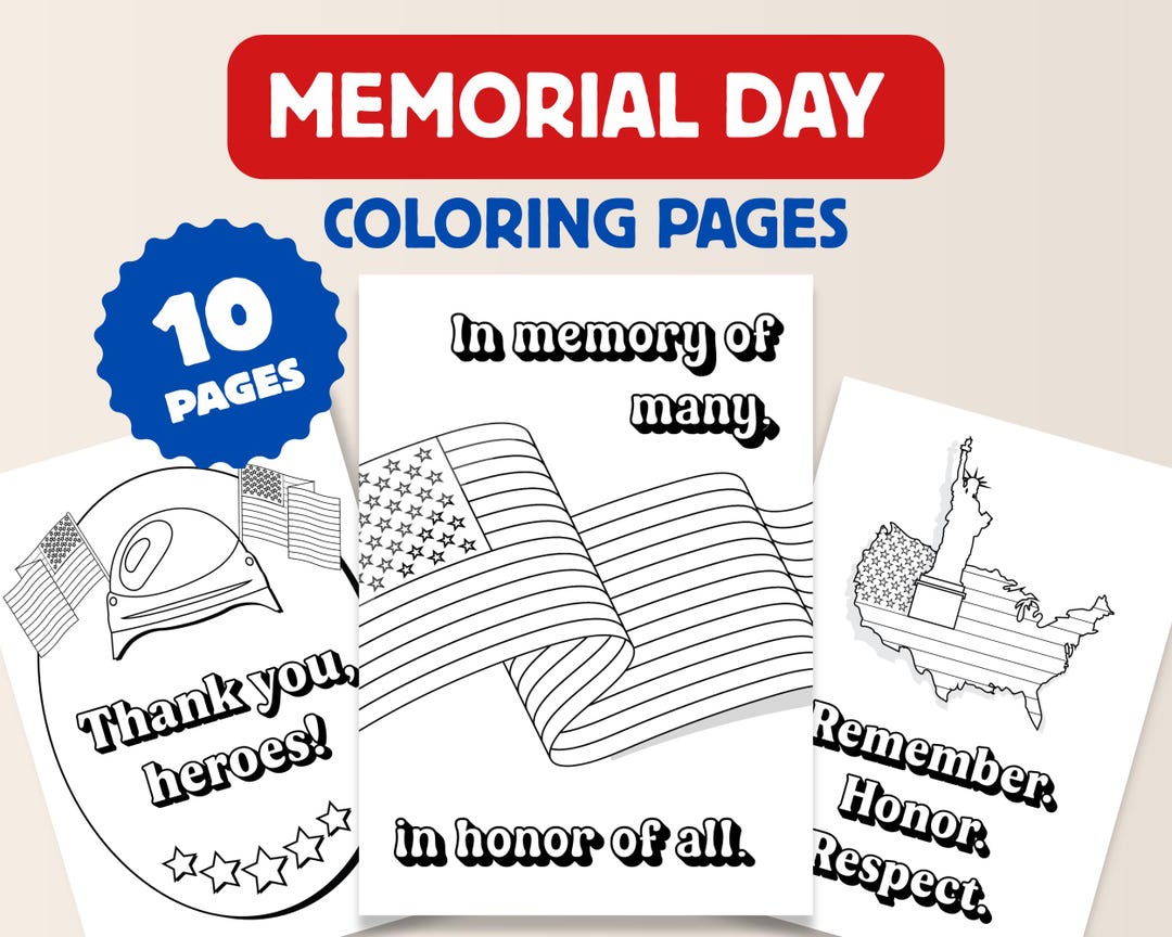 Memorial Day Coloring Sheets, 10 Pages, Kid-friendly Memorial Day ...