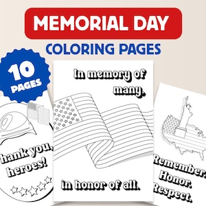 Memorial Day Coloring Sheets, 10 Pages, Kid-friendly Memorial Day ...
