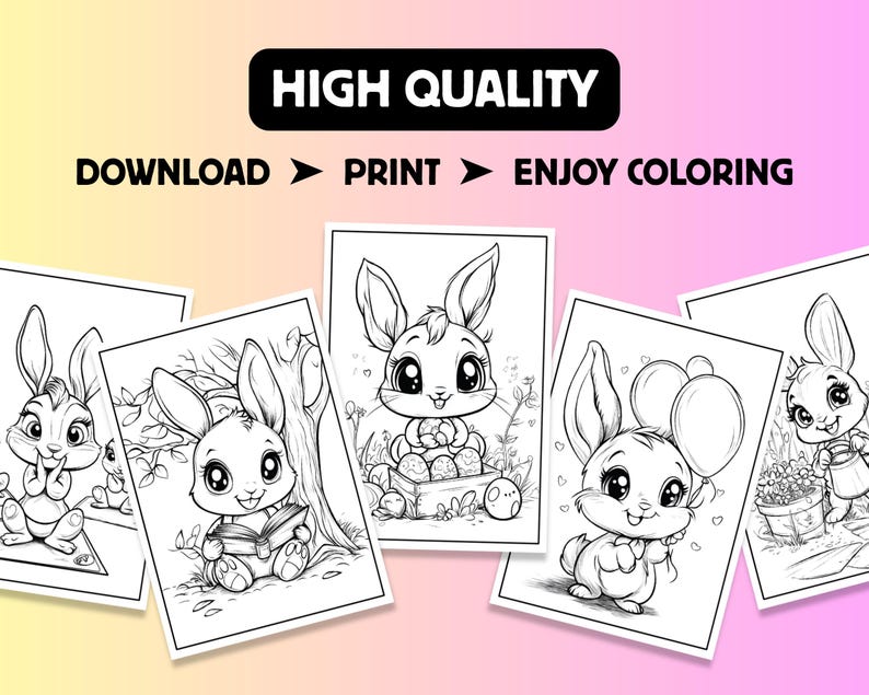30 Cute Easter Bunny Coloring Pages | Kawaii Coloring Pages | Fun ...