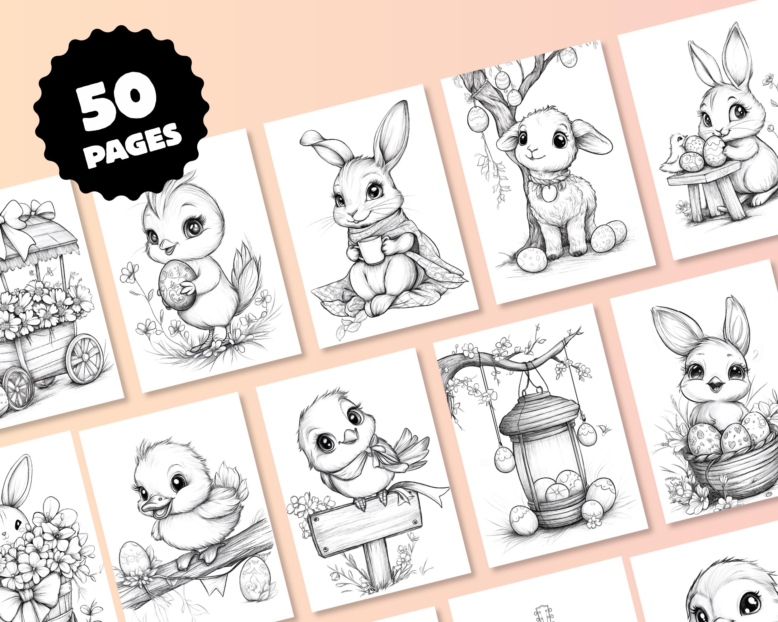 50 Cute Easter Coloring Pages | Spring Coloring Sheets | Kawaii Animal ...