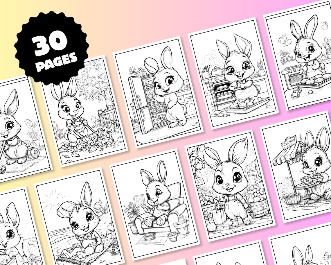 30 Cute Easter Bunny Coloring Pages | Kawaii Coloring Pages | Fun ...