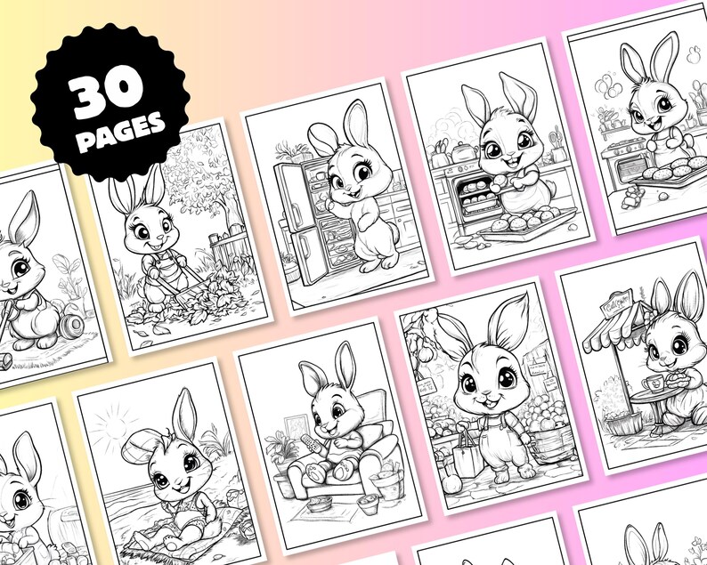 30 Cute Easter Bunny Coloring Pages | Kawaii Coloring Pages | Fun ...