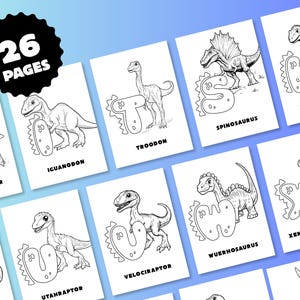 Dinosaur Alphabet Coloring Sheets, 26 Cute Dino Illustrations ...