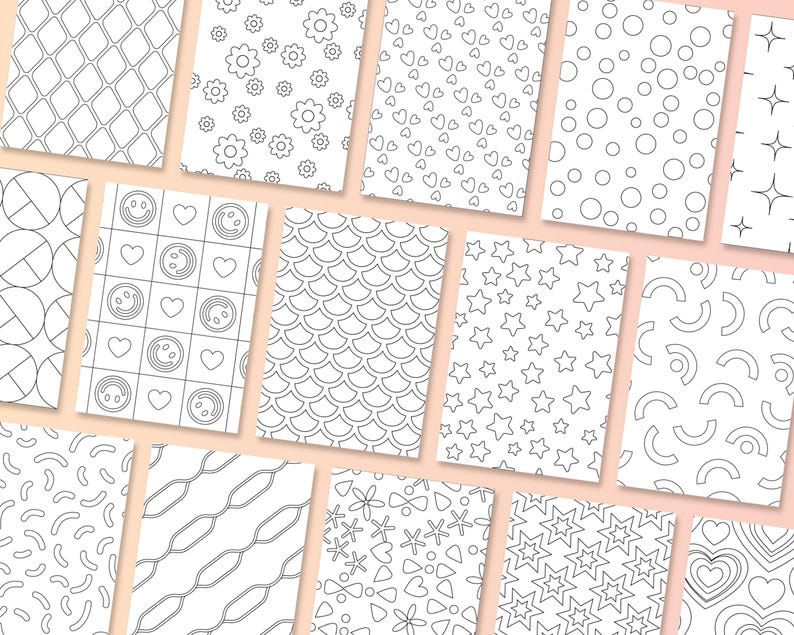 100 Retro Pattern Coloring Pages: Relaxing Designs (digital Download ...