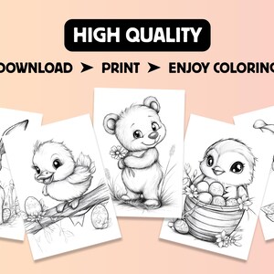 50 Cute Easter Coloring Pages | Spring Coloring Sheets | Kawaii Animal ...