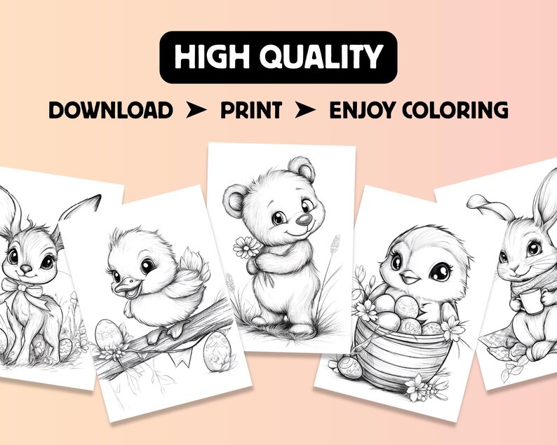 50 Cute Easter Coloring Pages | Spring Coloring Sheets | Kawaii Animal ...