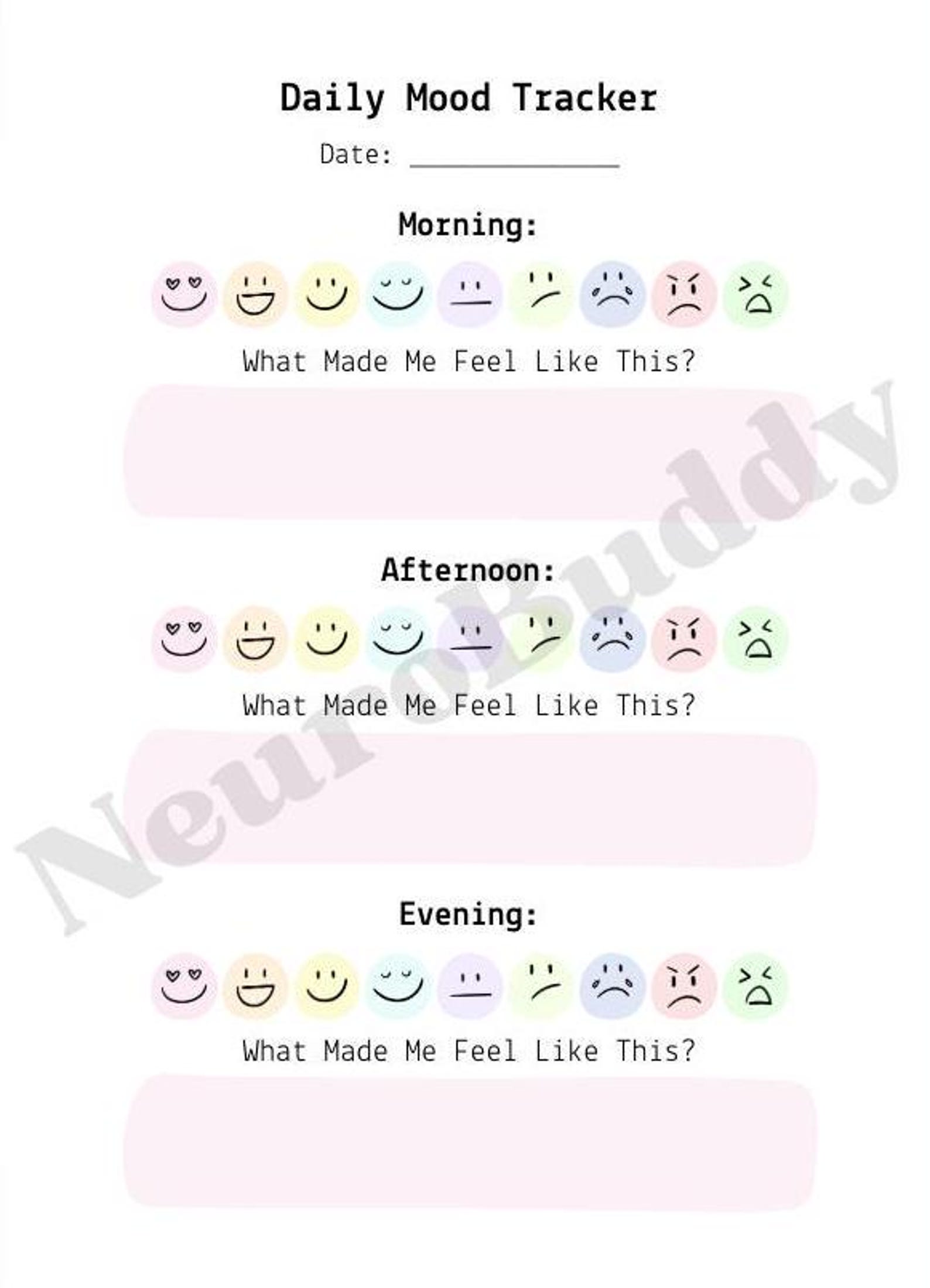 Daily Mood Tracker Printable | Self-care Planner Insert | Digital ...