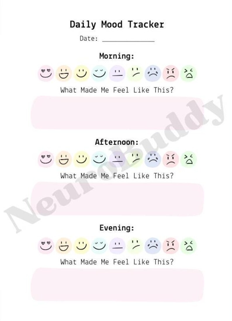 Daily Mood Tracker Printable | Self-care Planner Insert | Digital ...
