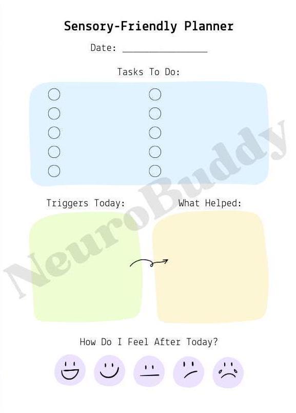 Sensory-friendly Planner Printable | Neurodivergent Daily Planner Page ...