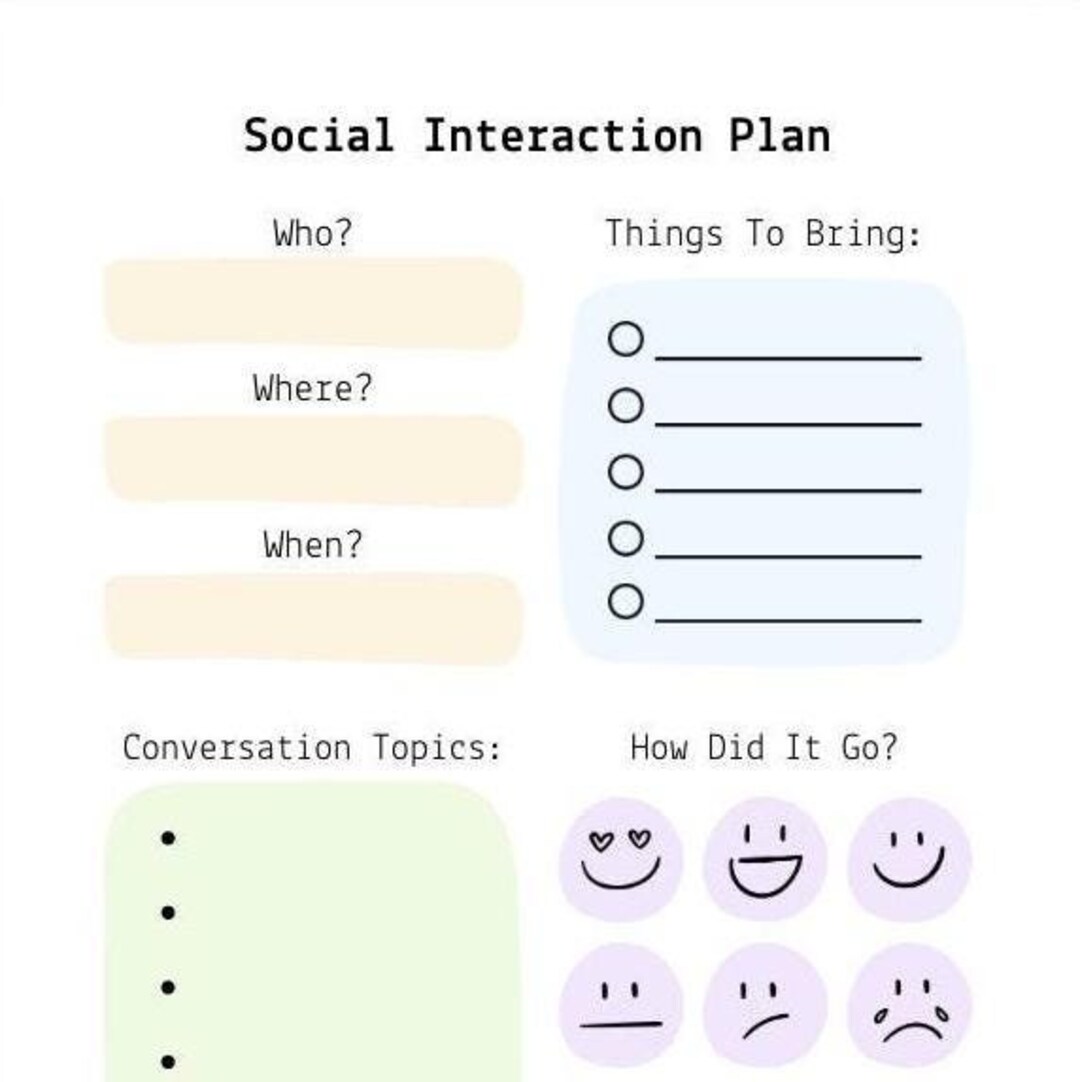 Social Interaction Plan Printable | Neurodivergent-friendly Planner ...