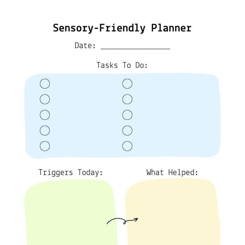 Sensory-friendly Planner Printable | Neurodivergent Daily Planner Page ...