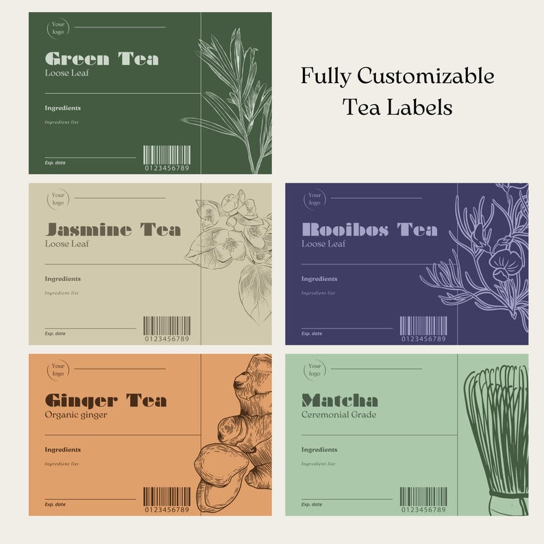 Tea Label Template Canva | Maura's Digital Design - Etsy