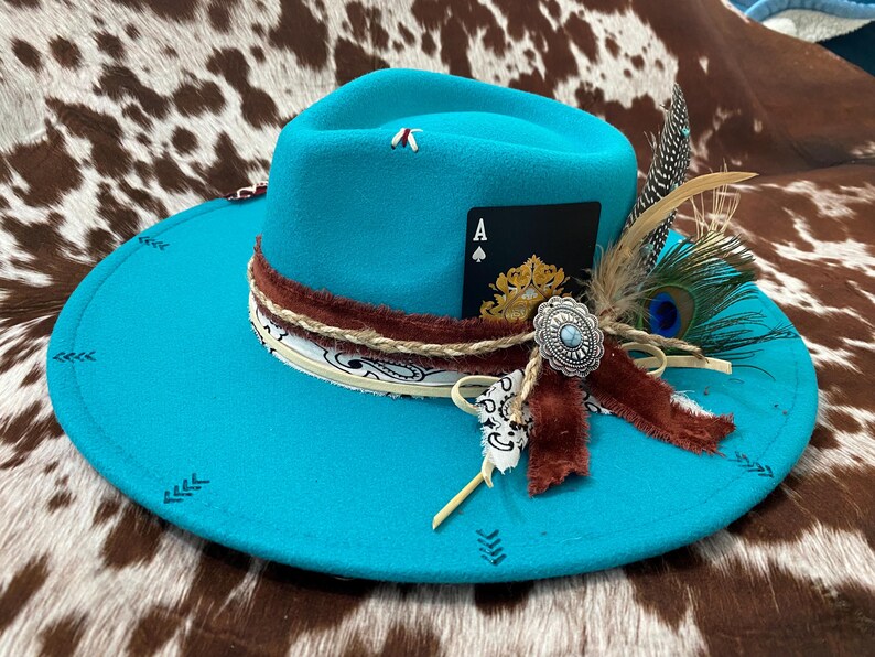 Peacock” Turquoise Blue Felt Hat - Etsy