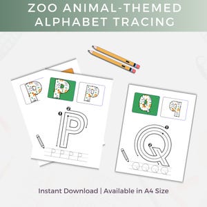 Zoo Animal Alphabet Tracing Worksheet Printable Handwriting Practice ...