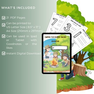 Camping Fun Number Tracing Worksheets Printable for Preschool Math ...