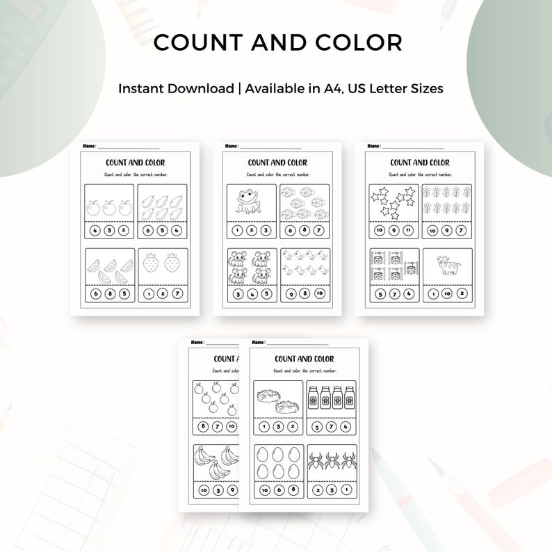 Farm Preschool Math Worksheets Number Tracing, Counting, Color by ...